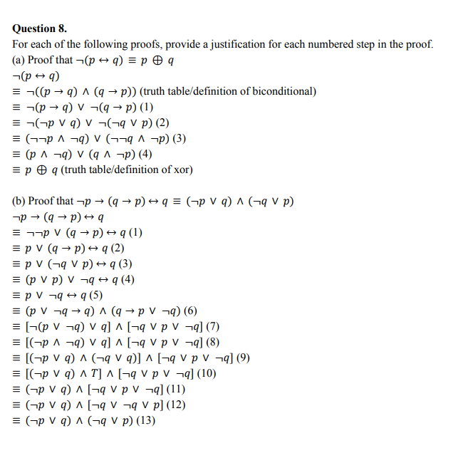 Solved Question 8. For each of the following proofs, provide | Chegg.com