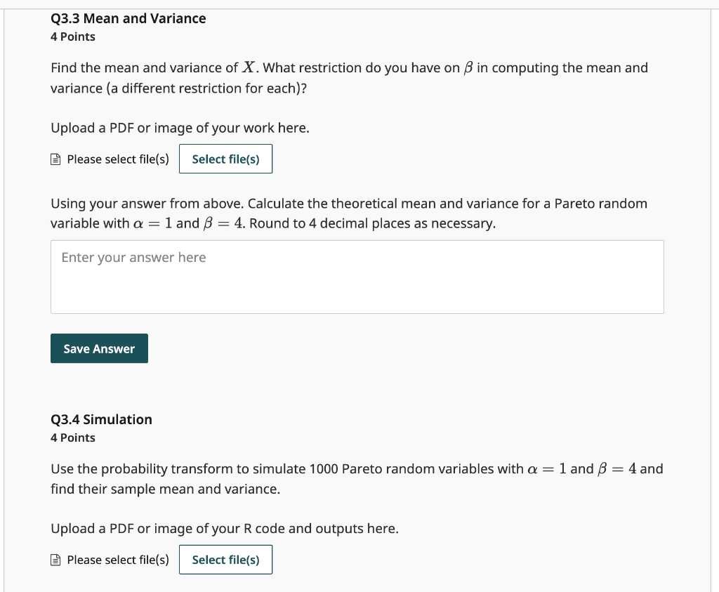 Solved The Pareto Random Variable With Parameters α0 And 