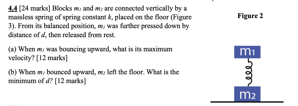 Solved 4.4 [24 marks] Blocks m1 and m2 are connected | Chegg.com