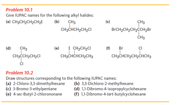Solved Problem 10.1 Give IUPAC names for the following alkyl | Chegg.com