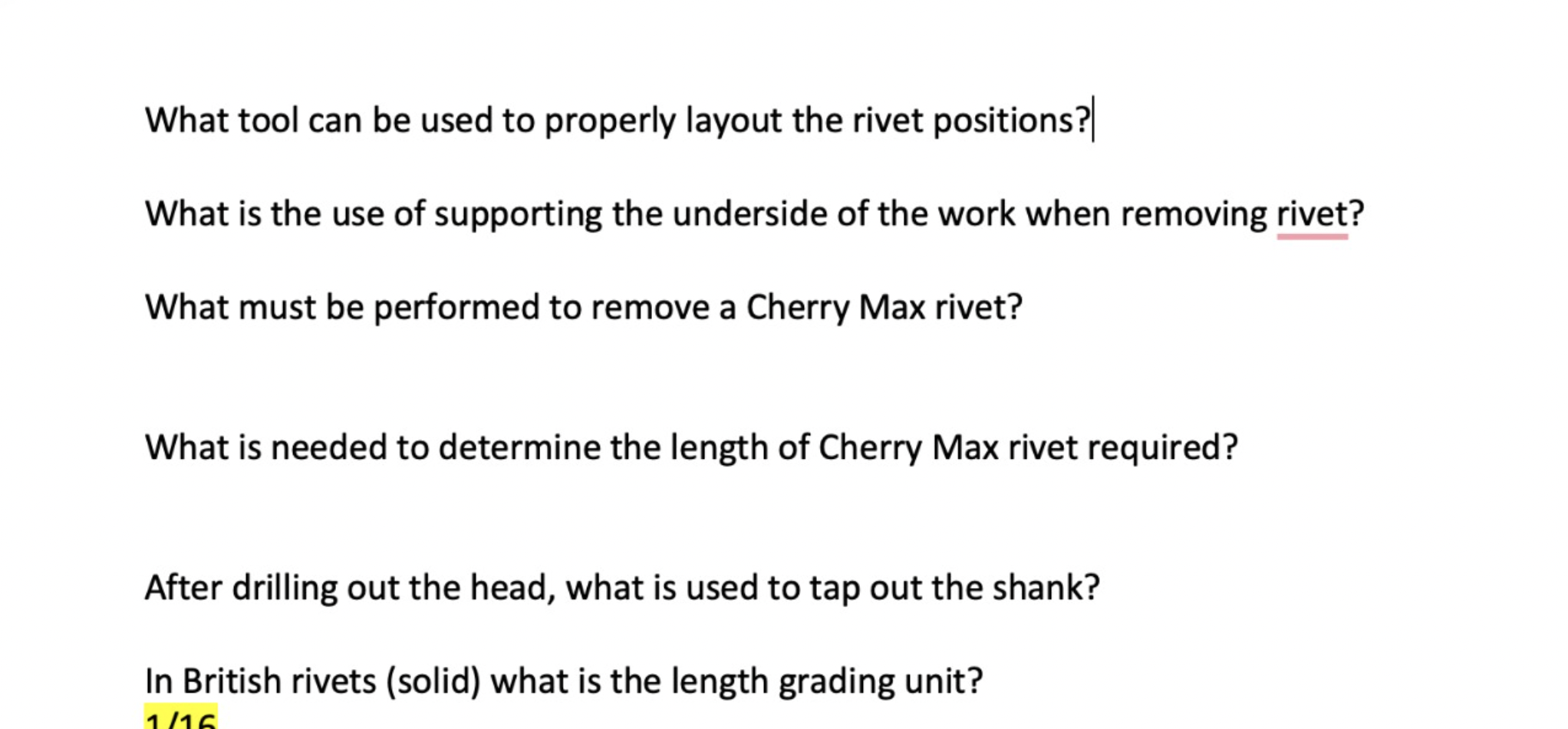 Solved What tool can be used to properly layout the rivet | Chegg.com