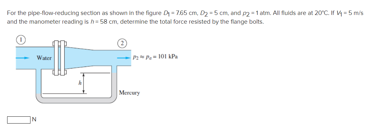 Solved For the pipe-flow-reducing section as shown in the | Chegg.com