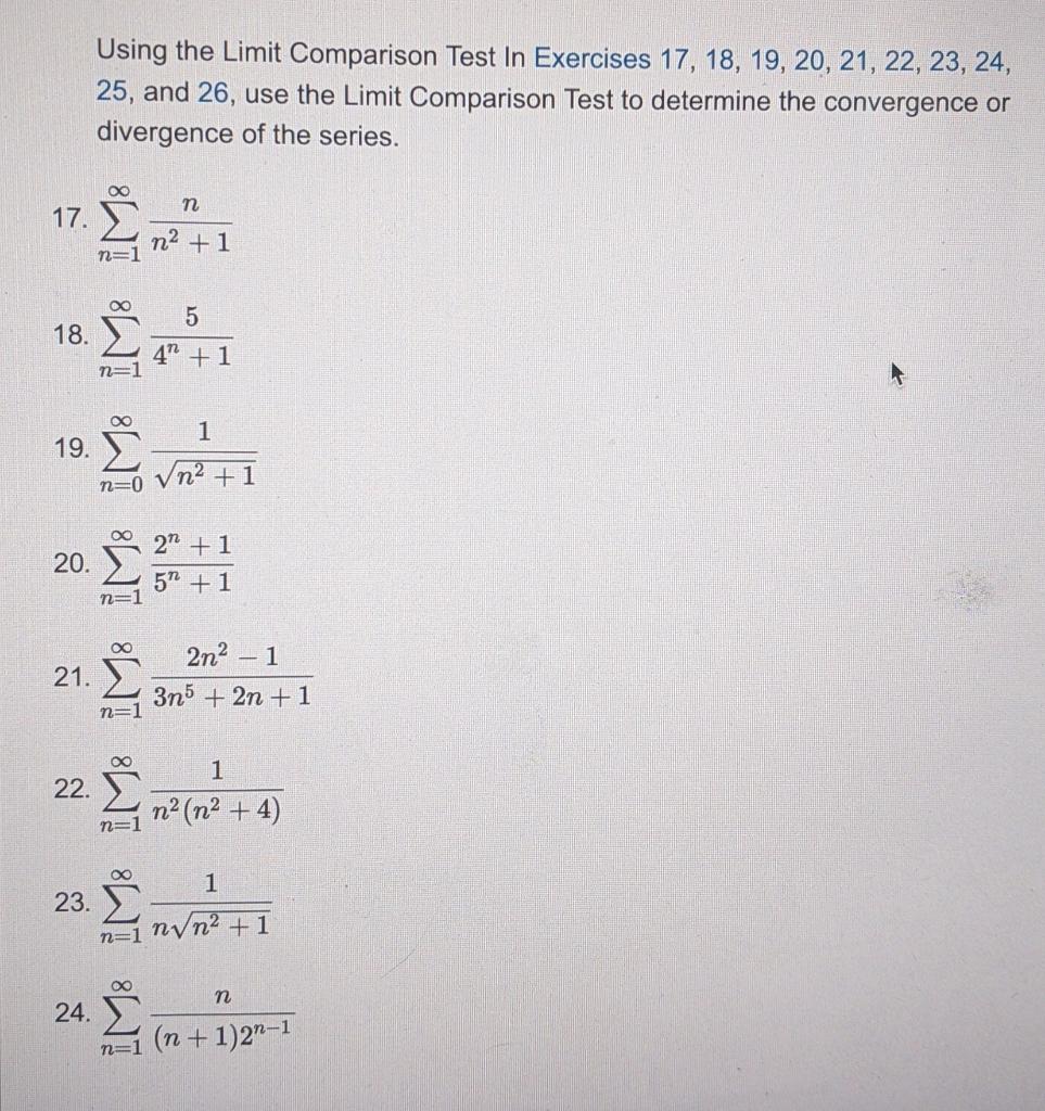 Solved Using the Limit Comparison Test In Exercises 17, 18, | Chegg.com