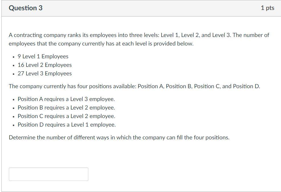 Solved A contracting company ranks its employees into three | Chegg.com