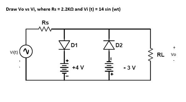 Solved Draw Vo vs Vi, where Rs = 2.2K and Vi (t) = 14 sin | Chegg.com