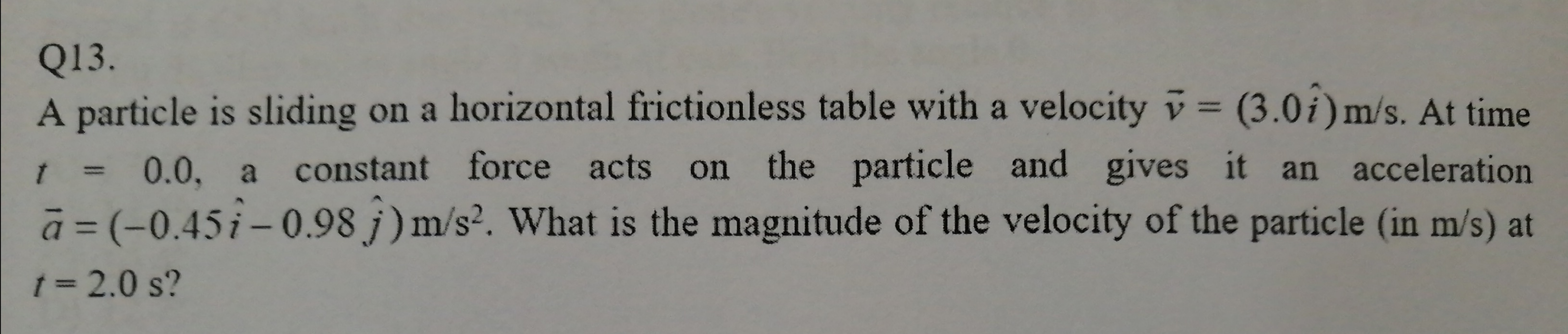 Solved Q13. A particle is sliding on a horizontal | Chegg.com
