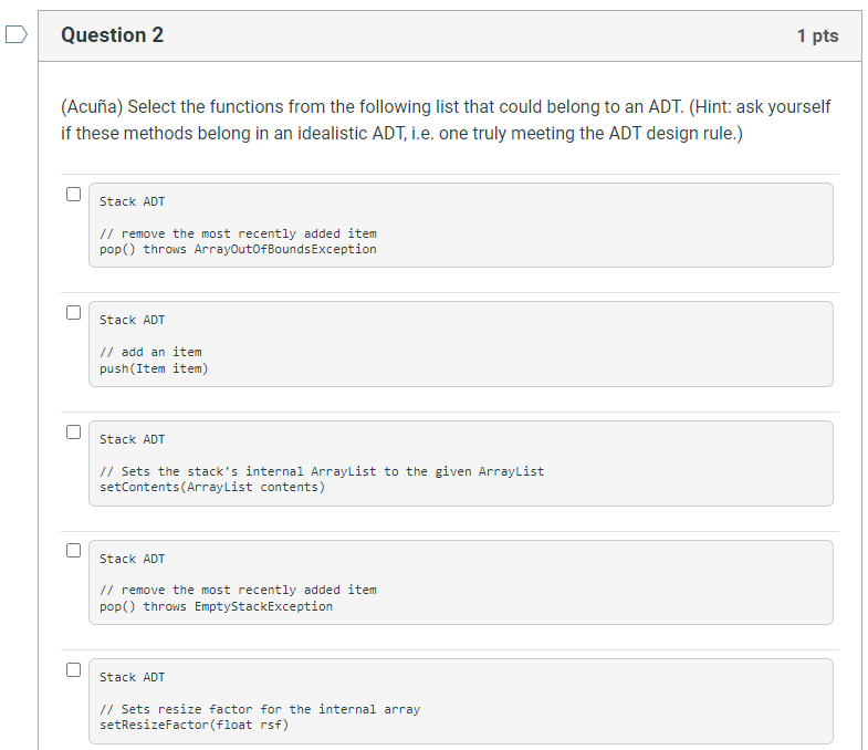 Solved Question 1 0.5 pts Consider the following | Chegg.com
