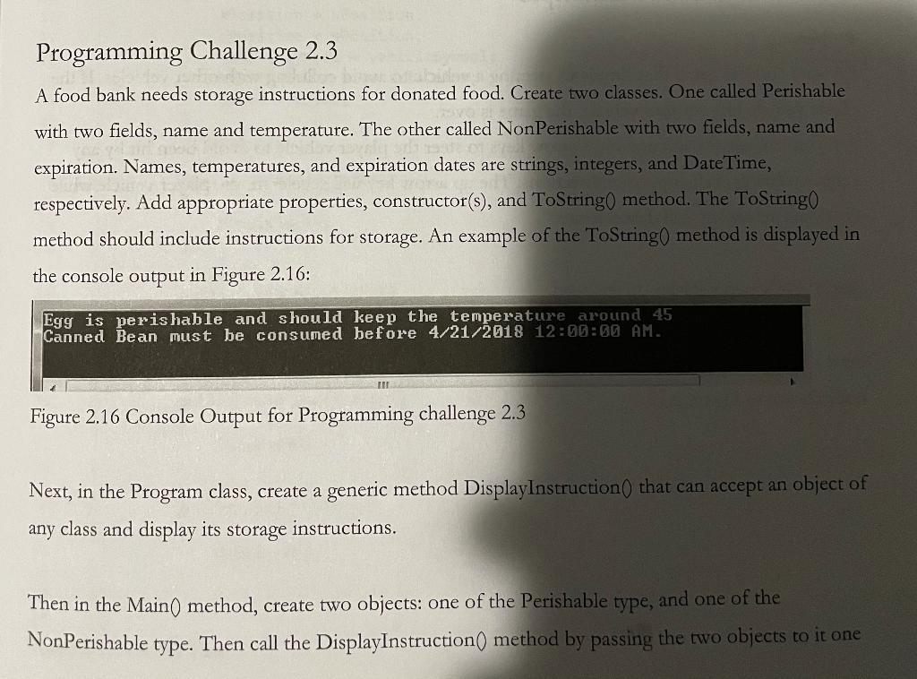 Solved Programming Challenge 2.3 A food bank needs storage | Chegg.com