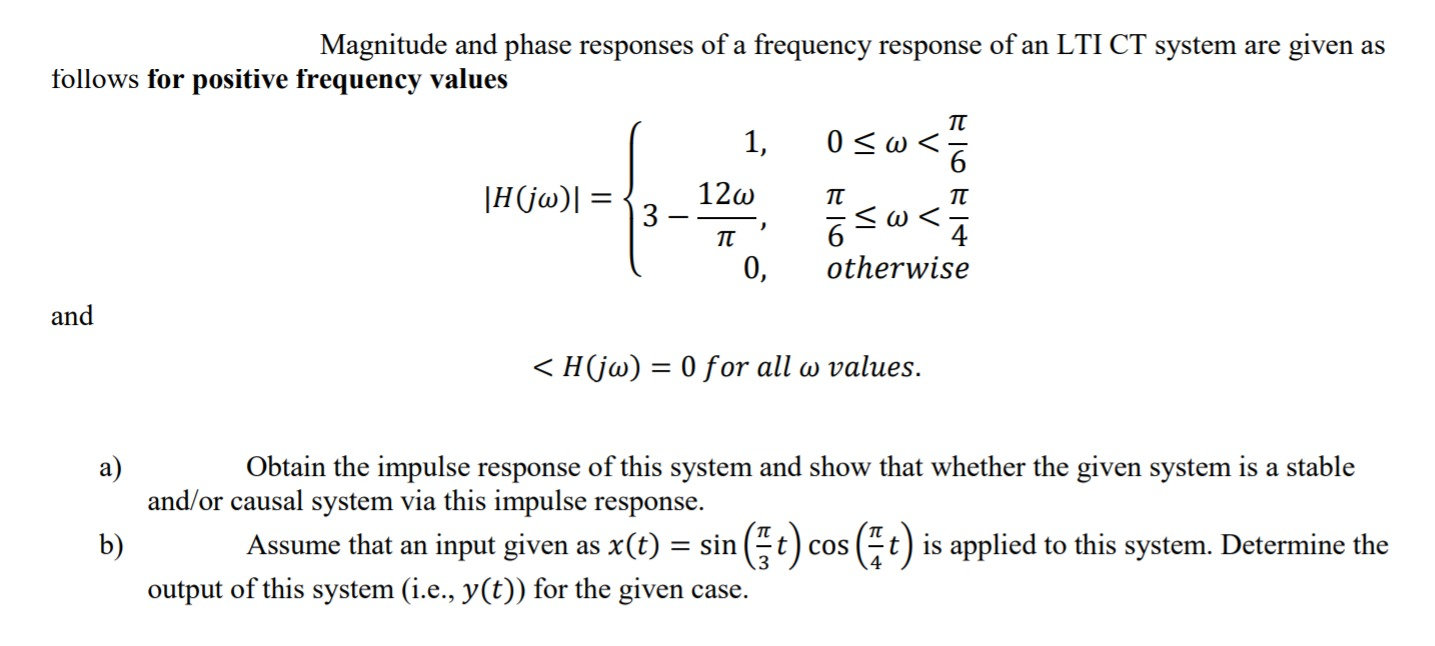 Solved Magnitude and phase responses of a frequency response | Chegg.com