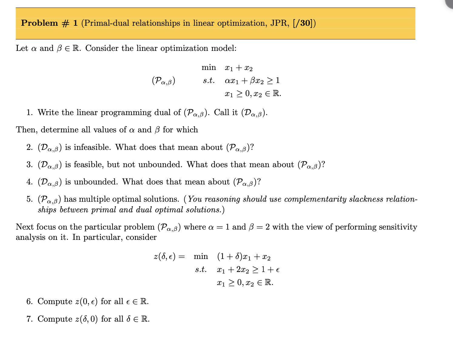 Solved Problem 1 Primal Dual Relationships In Linear