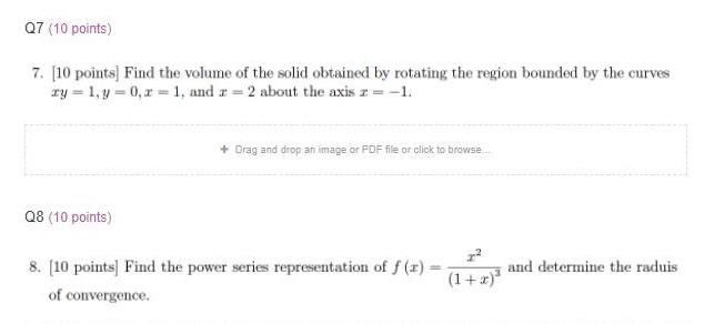 Solved Q7 (10 points) 7. [10 points) Find the volume of the | Chegg.com