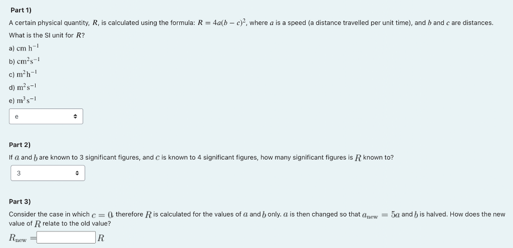 Solved A certain physical quantity, R, is calculated using | Chegg.com