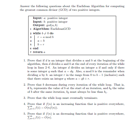 Solved Answer the following questions about the Euclidean | Chegg.com