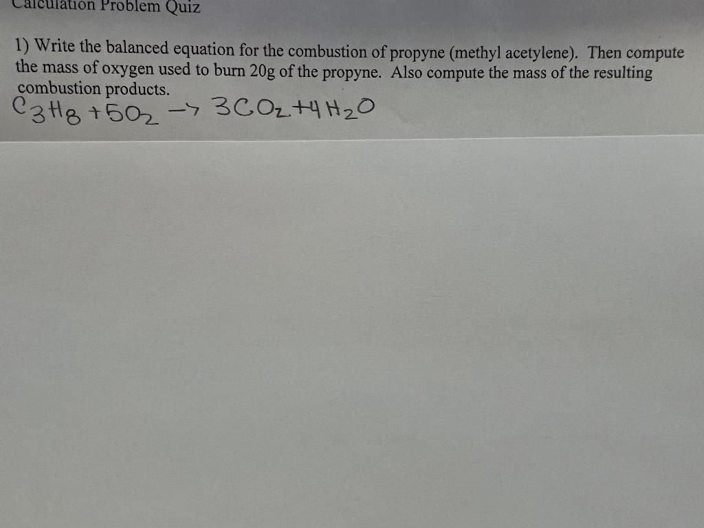 Solved 1) Write the balanced equation for the combustion of | Chegg.com