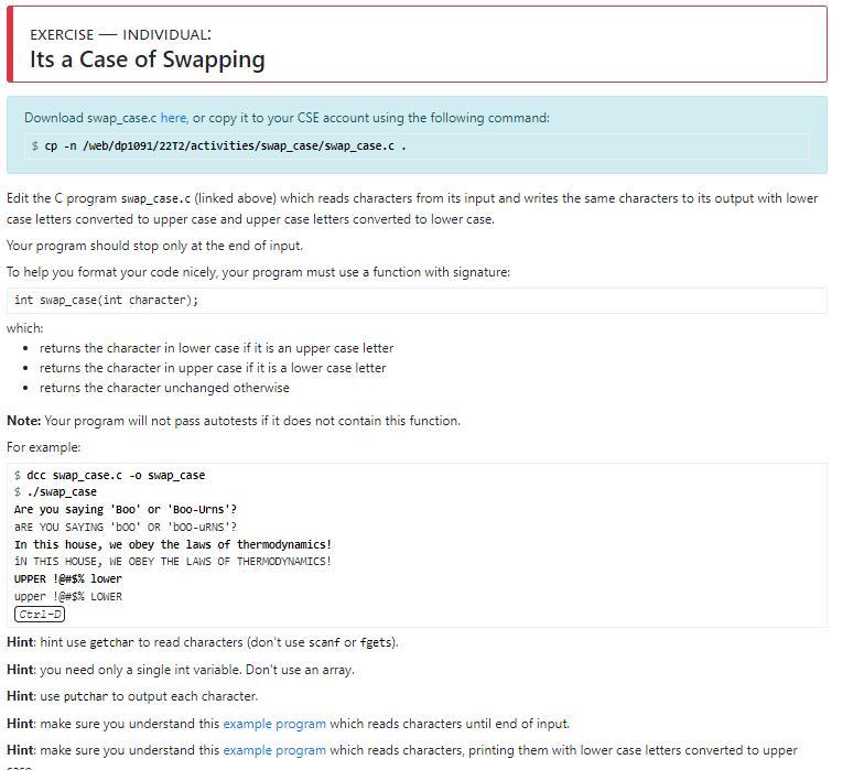 Solved // Function to print out a string that has had it's | Chegg.com