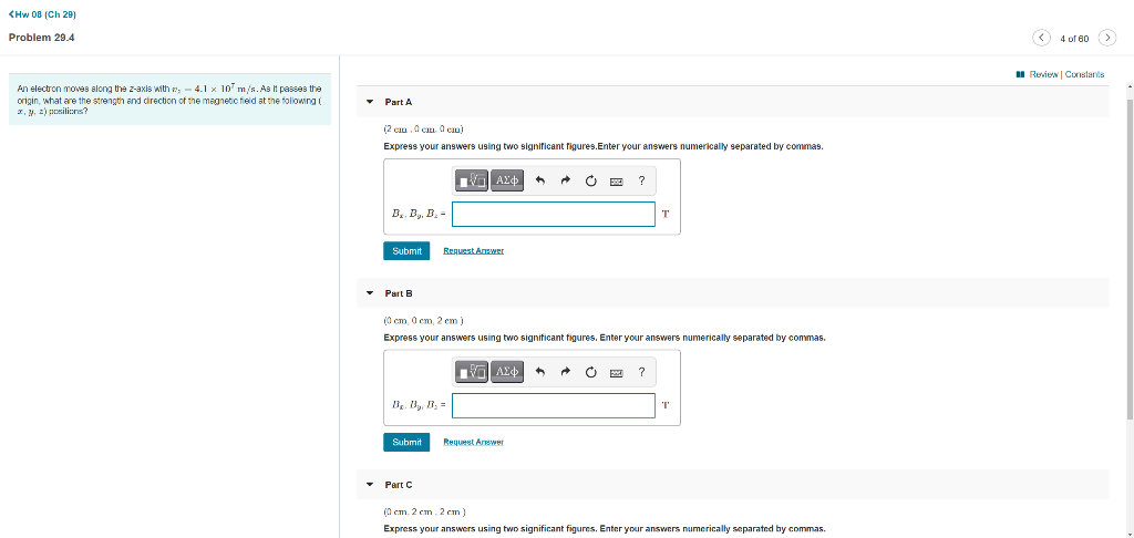 Solved Review Constants An electron moves along the z-axis | Chegg.com