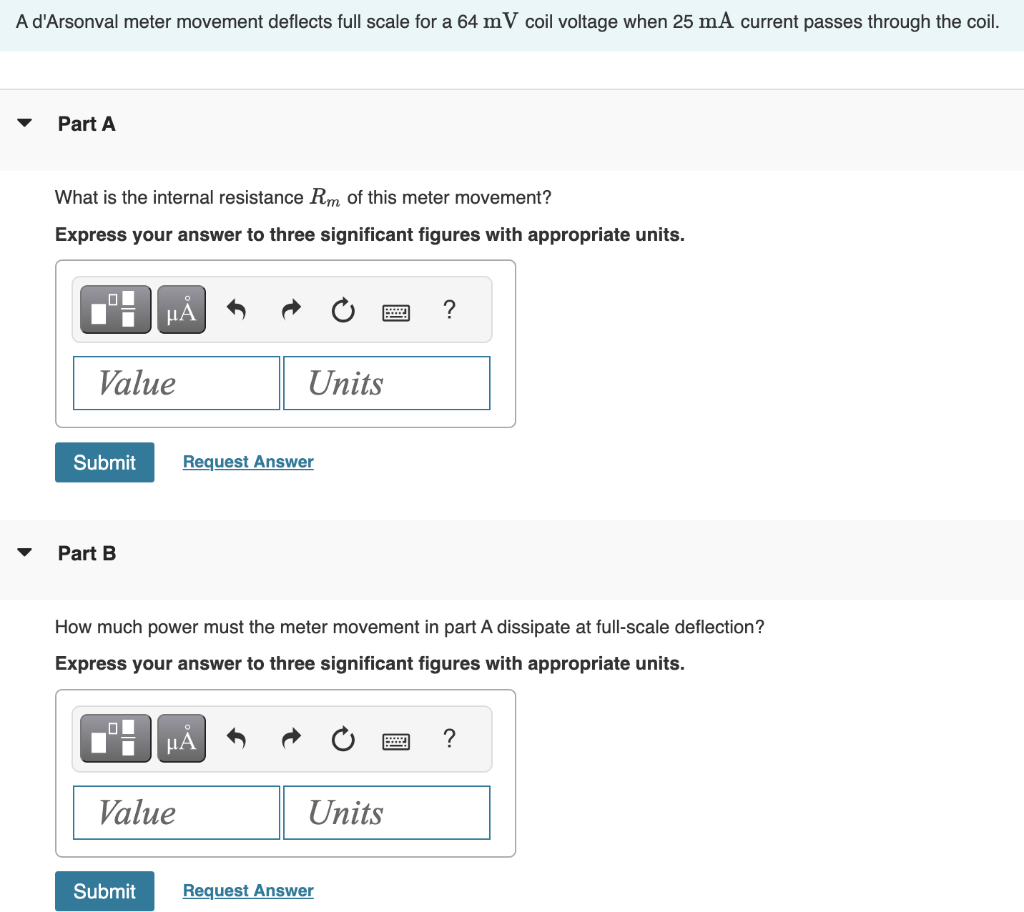 Solved A d'Arsonval meter movement deflects full scale for a | Chegg.com