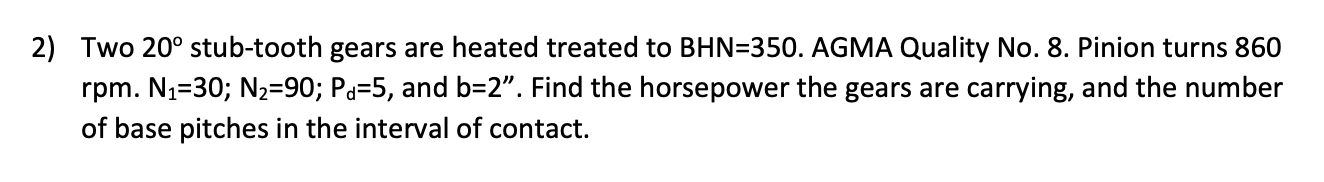 Solved Two 20∘ stub-tooth gears are heated treated to | Chegg.com