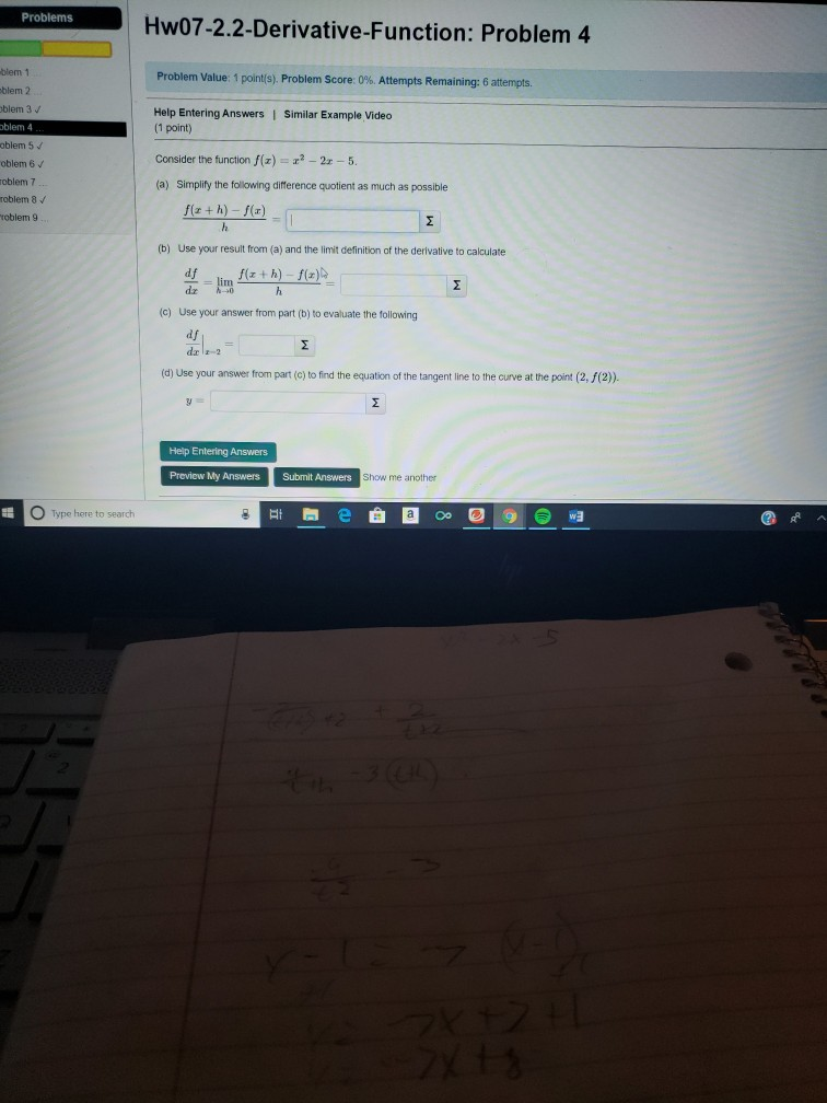 Solved Problems Hw07-2.2-Derivative-Function: Problem 4 blem | Chegg.com