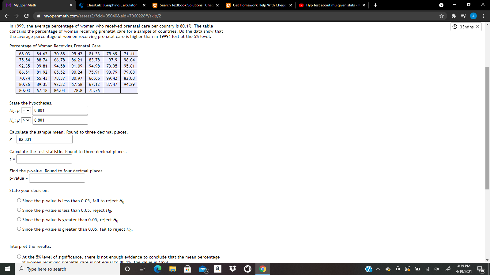 MyOpenMath х ClassCal Graphing Calculator Search | Chegg.com