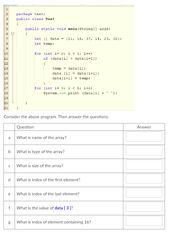 Solved 1 2 package test; public class Test 3 4 5 6 E 7 oo m | Chegg.com