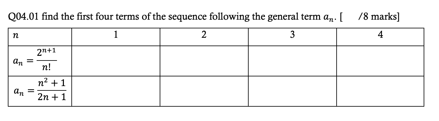 Solved Q04 01 Find The First Four Terms Of The Sequence