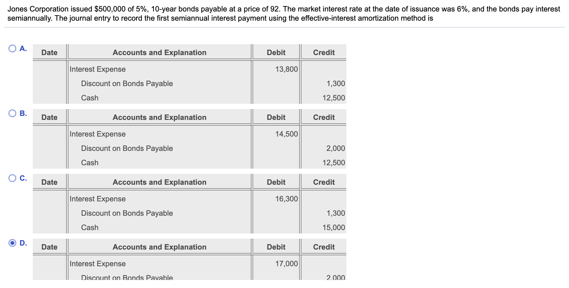 Solved Jones Corporation issued $500,000 of 5%, 10-year | Chegg.com