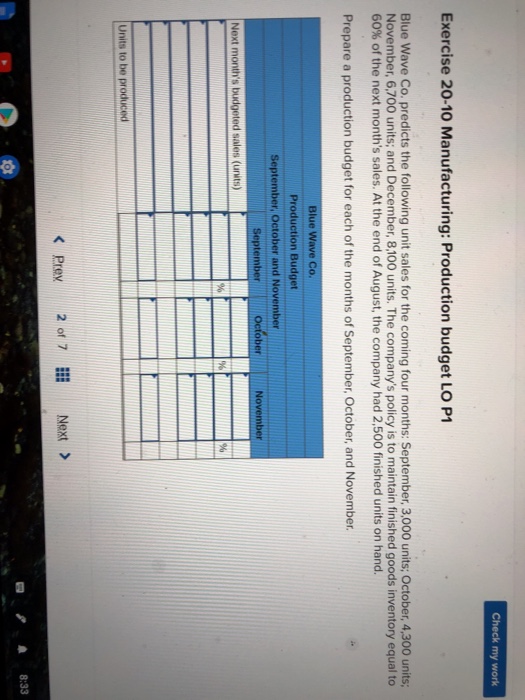Solved Check my work Exercise 20-10 Manufacturing: | Chegg.com Solved Check my work Exercise 20-10 Manufacturing: | Chegg.com