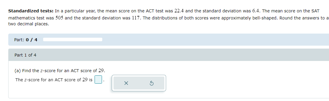 Solved Standardized tests: In a particular year, the mean | Chegg.com