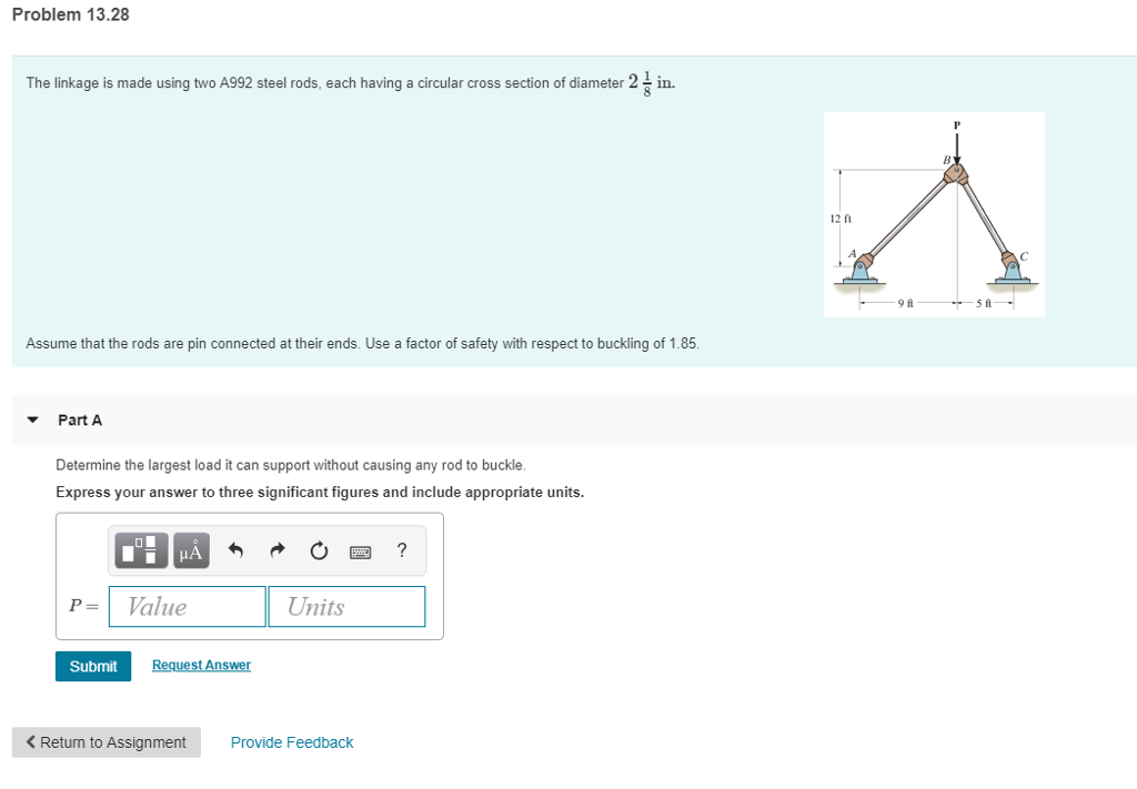 Solved Problem 13.28 The linkage is made using two A992 | Chegg.com