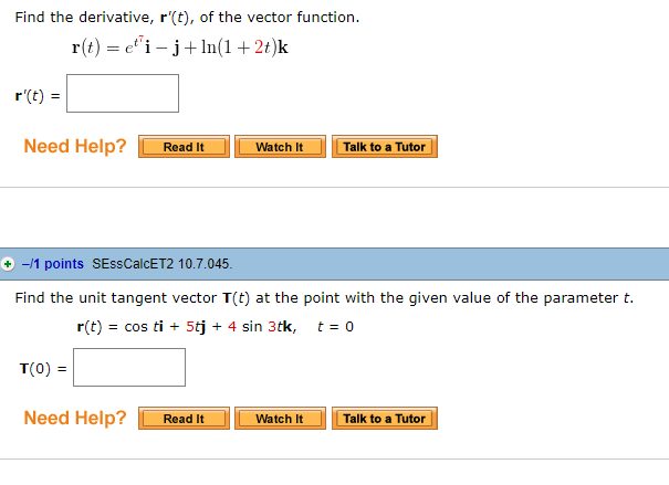 Solved Find the derivative, r'(t), of the vector function. | Chegg.com