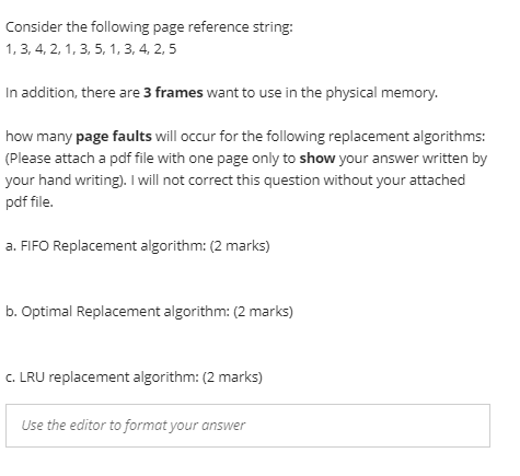 Solved Consider the following page reference string: 1, 3, | Chegg.com