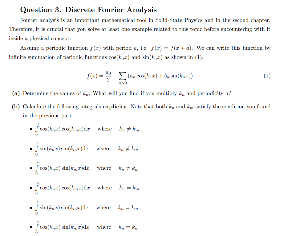 Solved Question 3 Discrete Fourier Analysis Fourier