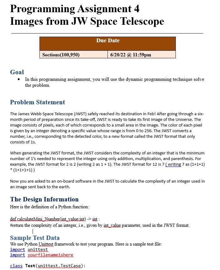 Programming Assignment 4 Images from JW Space | Chegg.com