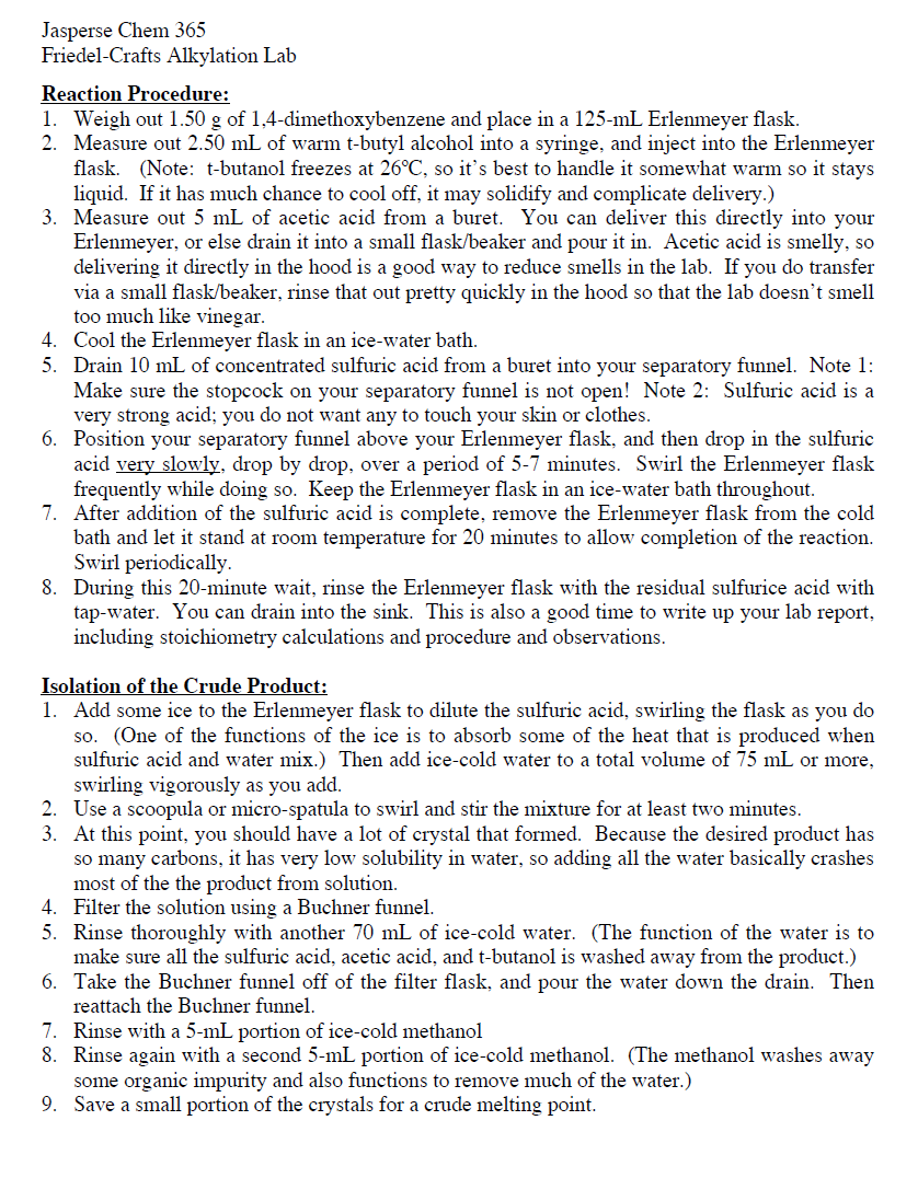 Solved OCH3 CH H3 CH3 Jasperse Chem 365 Friedel-Crafts | Chegg.com