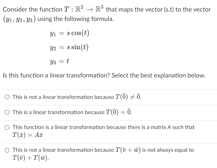 Solved Consider the function T:R2 + R3 that maps the vector | Chegg.com