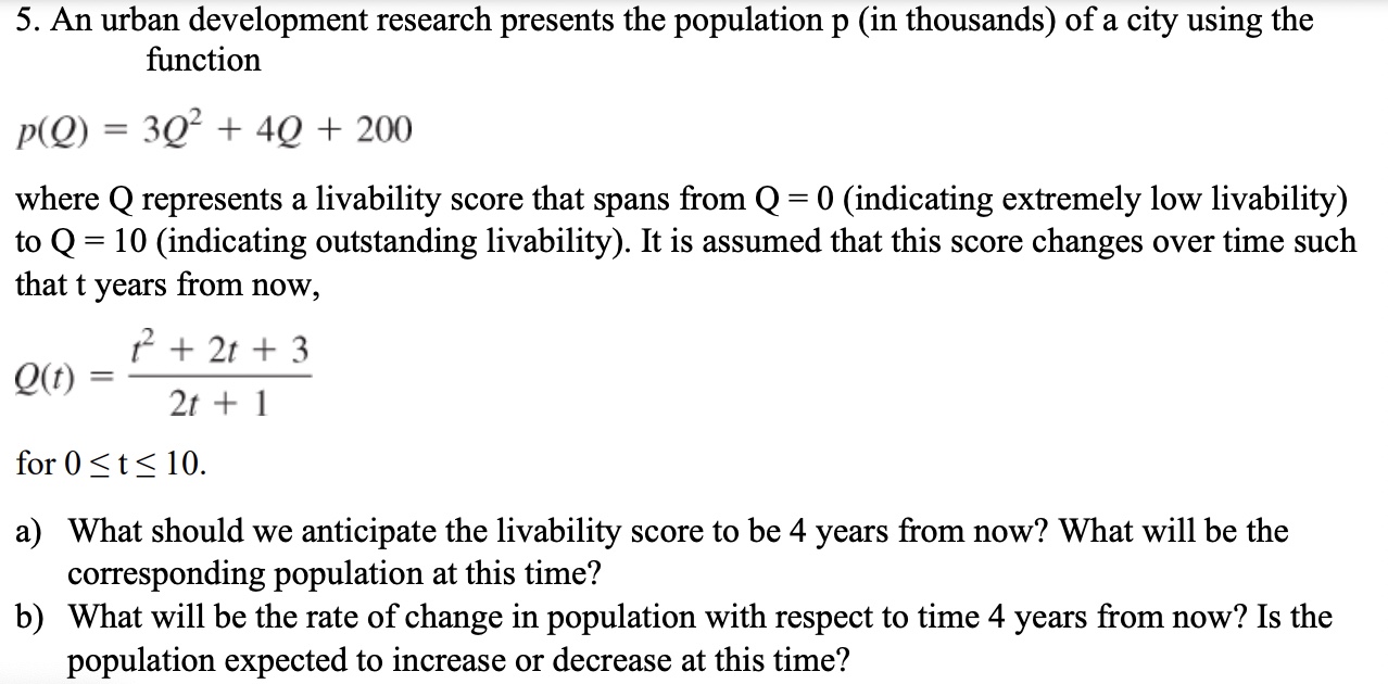 Solved 5. An urban development research presents the | Chegg.com