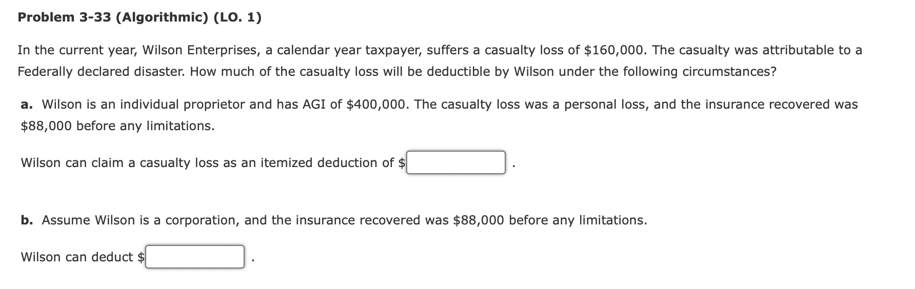 Solved Problem 3-33 (Algorithmic) (LO. 1) In the current | Chegg.com