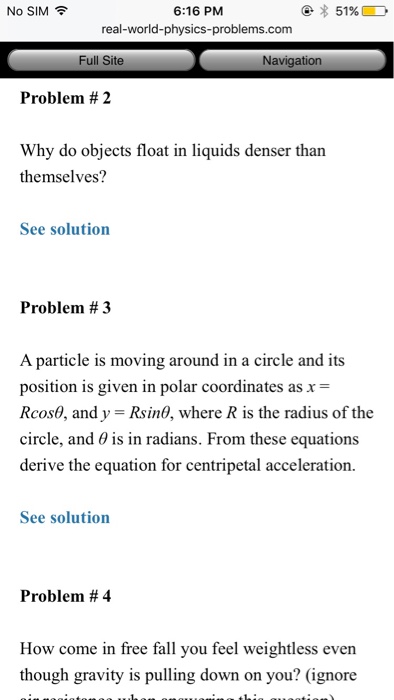 Solved 6:16 PM real-world-physics-problems.com No SIM令 Full | Chegg.com