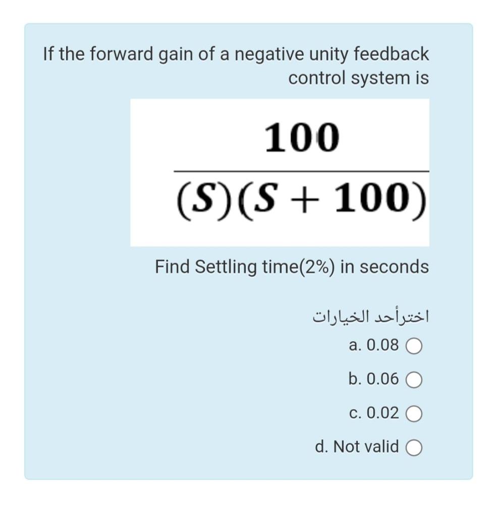 Solved If the forward gain of a negative unity feedback | Chegg.com
