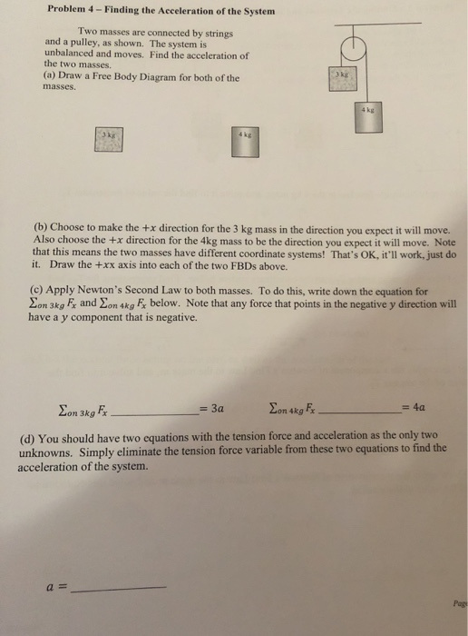 Solved Problem 4- Finding the Acceleration of the System Two | Chegg.com