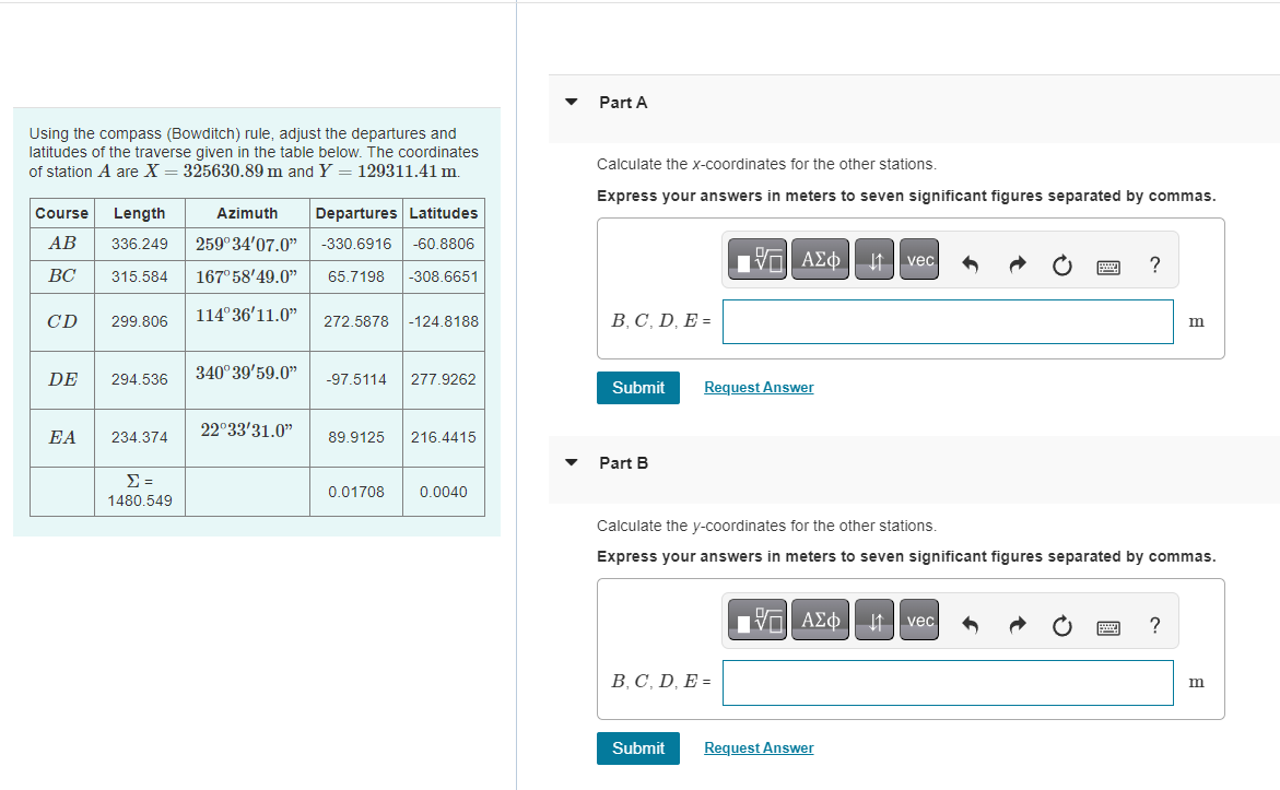 Solved Using the compass (Bowditch) rule, adjust the | Chegg.com