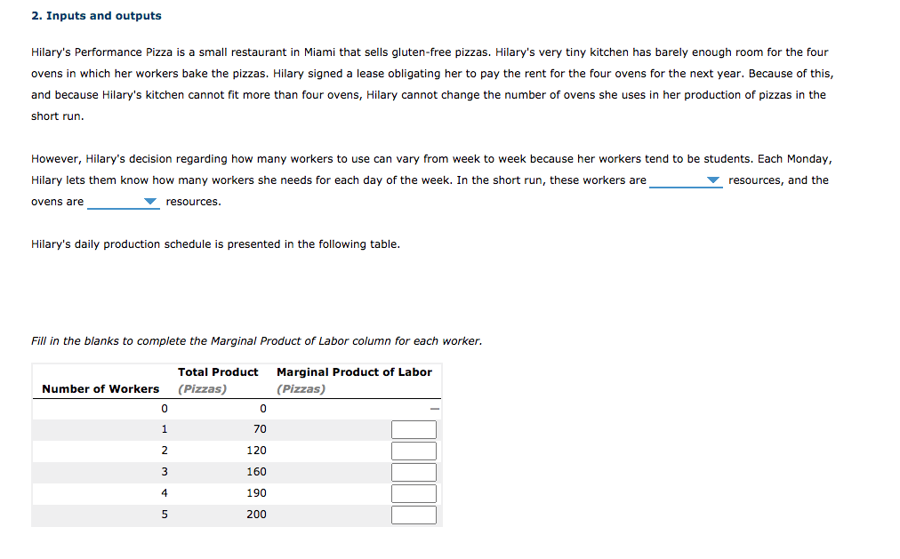 Solved 2. Inputs and outputs Hilary's Performance Pizza is a | Chegg.com