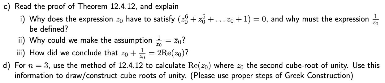 Solved can you solve c and d?c) ﻿Read the proof of Theorem | Chegg.com