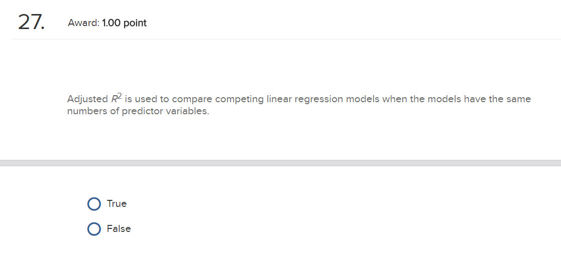 Solved Adjusted R2 is used to compare competing linear | Chegg.com
