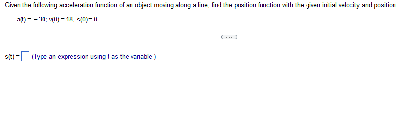 Solved Given the following acceleration function of an | Chegg.com