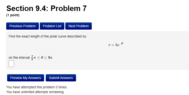 Solved Section 9.4: Problem 7 (1 point) Previous Problem | Chegg.com