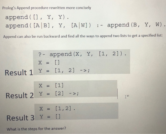 Solved Prolog's Append procedure rewritten more concisely | Chegg.com Solved Prolog's Append procedure rewritten more concisely | Chegg.com