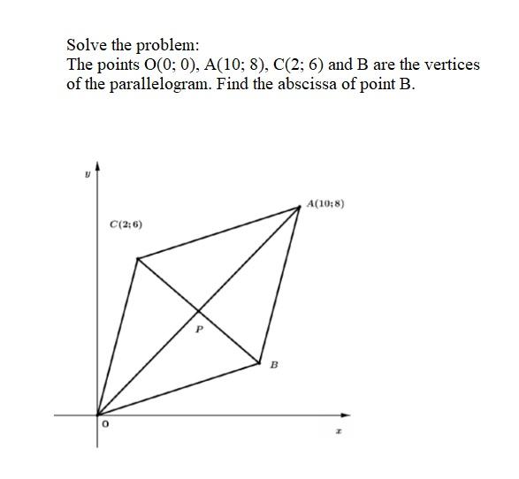 Solved Solve the problem: The points O(0;0),A(10;8),C(2;6) | Chegg.com