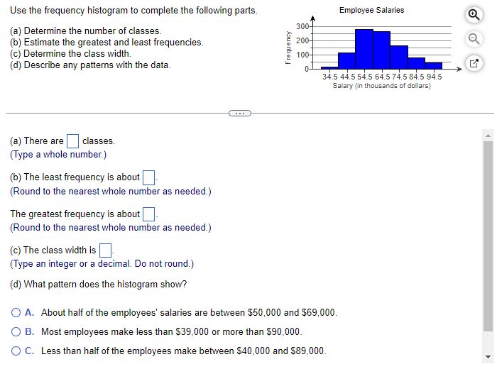 Solved Use the frequency histogram to complete the following | Chegg.com